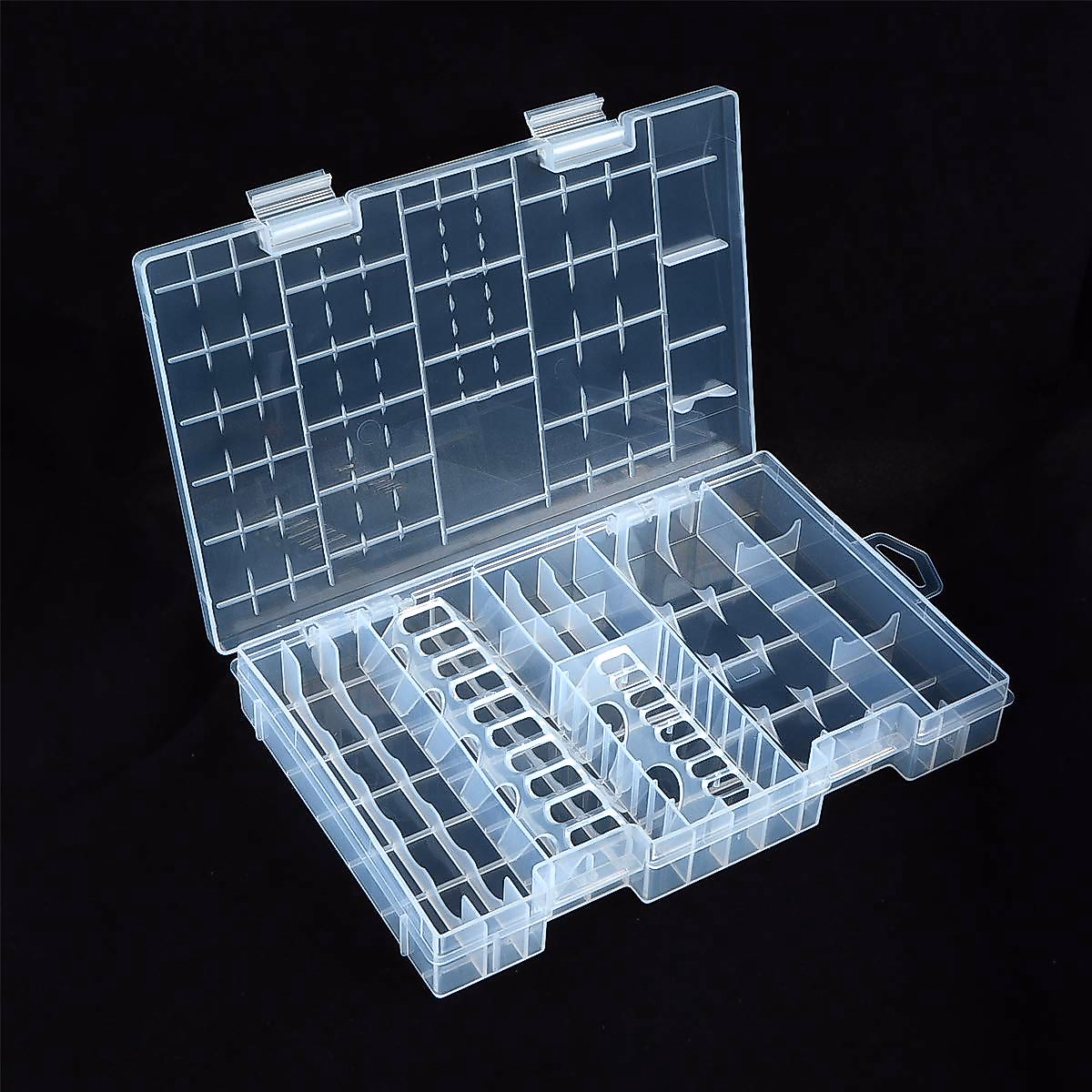 YXQ 47 Batteries Organizer Storage Case Box Holder Clear Plastic Container Portable- Holds 16 AAA+20 AA+ 2 9V+5 C+4 D Various Sizes and Tester