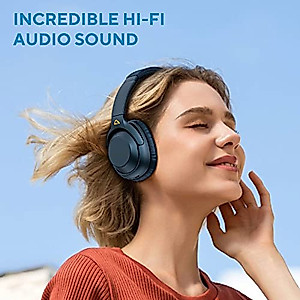 Ankbit Hybrid Active Noise Cancelling Headphones, 90H Playtime Wireless Over-Ear Bluetooth Headphones, Hi-Fi Sound, Clear Calls, Multipoint Connection, Comfort Earpads for Travel/Work