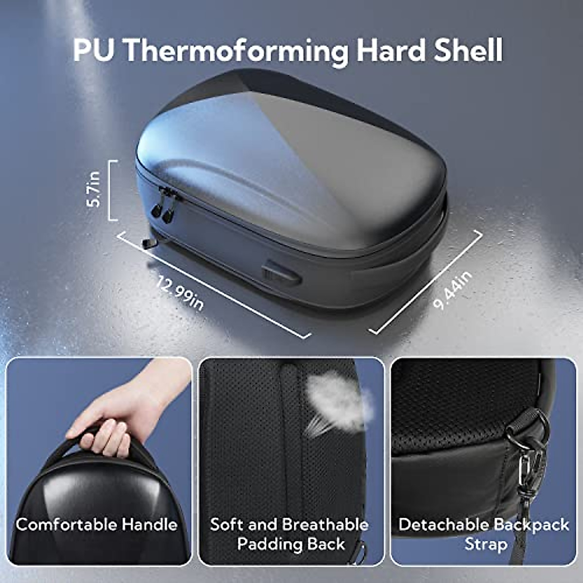 ZYBER Hard Carrying Case for Meta Quest 2, Black Backpack Travel Case for Oculus Quest 2 Accessories, Pico 4, Quest Pro