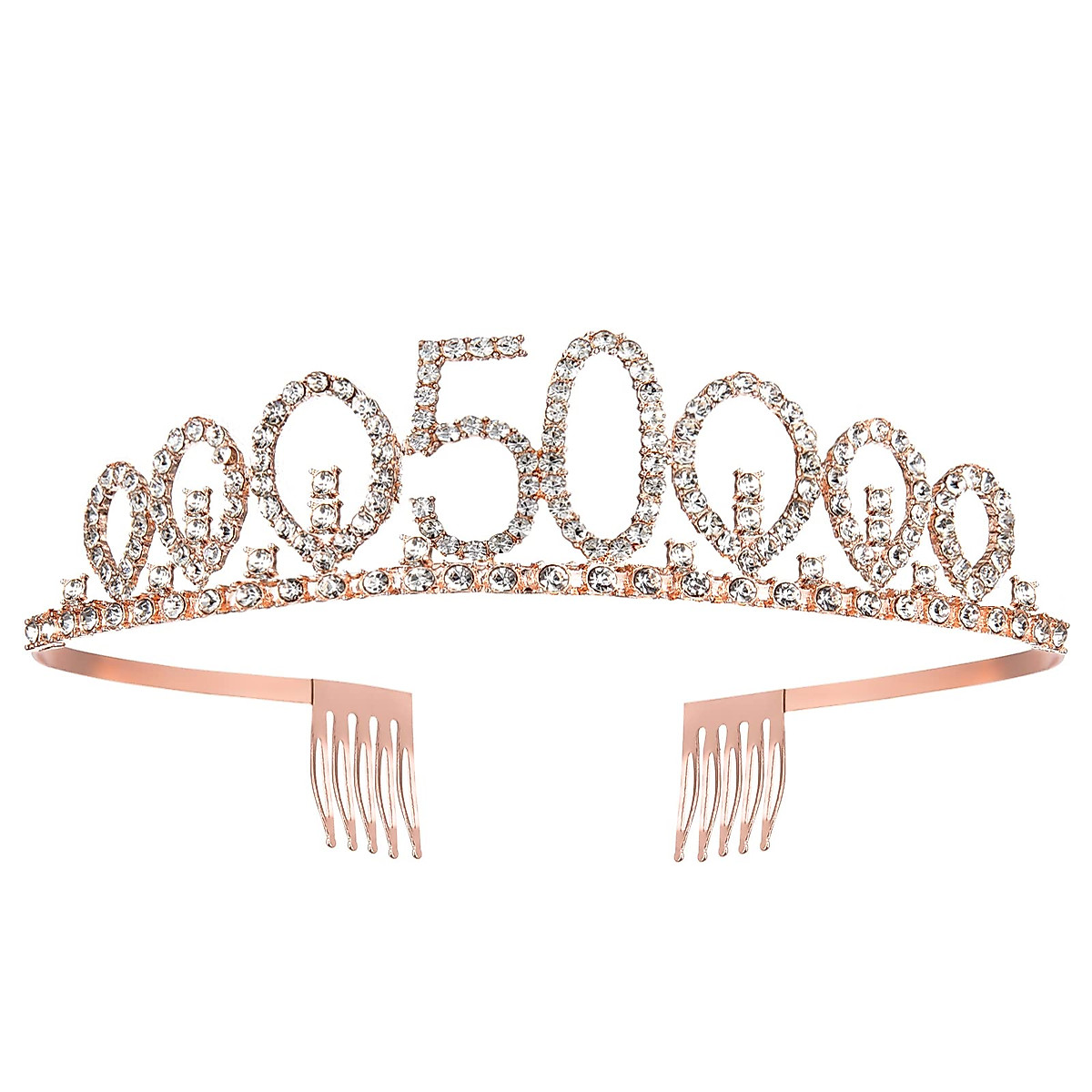 Rose Gold Birthday Sash Crown 50 & Fabulous Sash and Tiara for Women, 50th Birthday Gifts for Happy 50th Birthday Party Favor Supplies