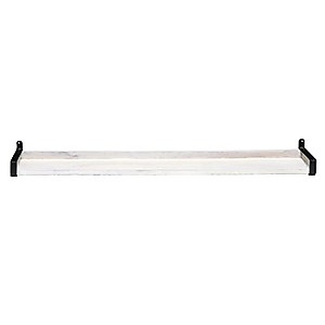 InPlace Shelving, 9602116E, Wall Mounted Real Wood Industrial Bracket Ledge, 36 Inch x 5 Inch x 2.75 Inch, Distressed White