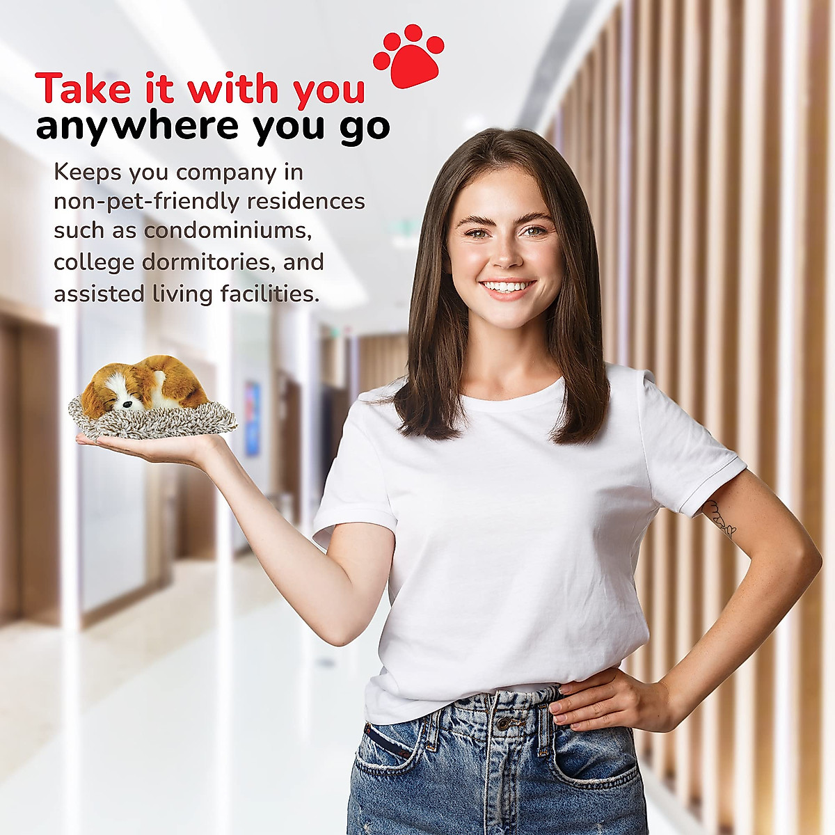 Perfect Petzzz Mini Cavalier King Charles, Realistic Battery-Operated Dog Toy, Calming Companion for Kids & Elderly