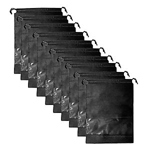 HXDISWSM 10 pcs shoes storage bags, non-woven bundle pockets, household travel storage bags, dustproof and environmentally friendly bags, drawstring shoes bags（BLACK）