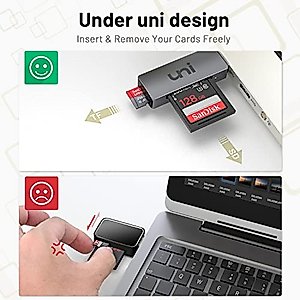 SD Card Reader, uni Micro SD Card Adapter, Mini-Size Aluminum USB 3.0 SD Card Reader Support SD, SDXC, SDHC, MMC, Micro SDXC, Micro SD, Micro SDHC and UHS-I Card, Compatible with Mac/Win/Linux