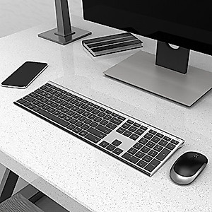 Wireless Keyboard and Mouse, Vssoplor 2.4GHz Rechargeable Compact Quiet Full-Size Keyboard and Mouse Combo with Nano USB Receiver for Windows, Laptop, PC, Notebook-Dark Gray