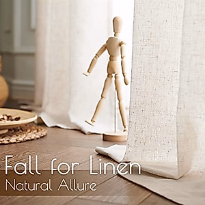 jinchan Linen Beige Curtains 108 Inches Extra Long for Living Room Farmhouse Rod Pocket Back Tab Light Filtering Window Drapes 2 Panels for Bedroom Patio Door 50x108 Crude 2 Panels