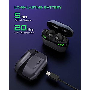Black Shark Wireless Earbuds with 35ms Ultra-Low Latency, Gaming Bluetooth Earbuds with Premium Sound, Bluetooth 5.2, 10mm Drivers, 4 Hyperclear Mics, IPX5 Waterproof, 20H Play Time, Comfort Fit