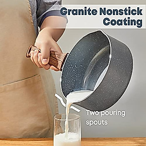 Cyrret 2 Quart Saucepan with Lid, Nonstick Sauce Pan Granite Coating Small Pots for Cooking, Oven Safe Sauce Pot Compatible for All Stoves, Milk Pot with Ergonomic Handle