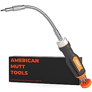 AMERICAN MUTT TOOLS 12 in 1 Ratcheting Flexible Screwdriver – Flexible Screwdriver Tool with Bit Holder | Flexible Shaft Screwdriver, Bendable Screwdriver Extension, Flex Screwdriver