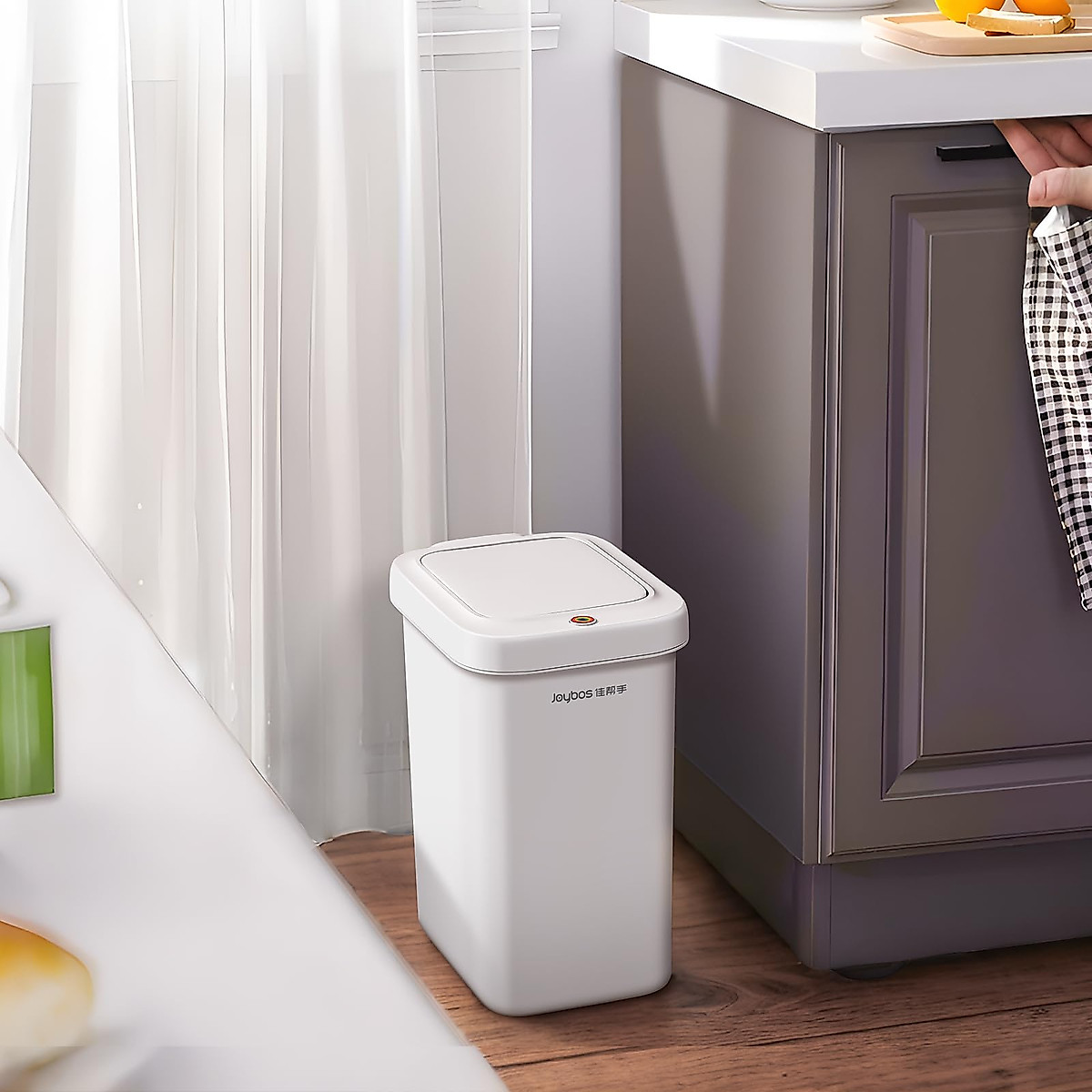 JOYBOS Small Trash Can with Lid for Bathroom, 3 Gallon Little Garbage Can, Slim Bedroom Trash Bin Waste Basket, Plastic Narrow Garbage Bin W/Press-top Lid for Toilet, Office, RV, Living Room