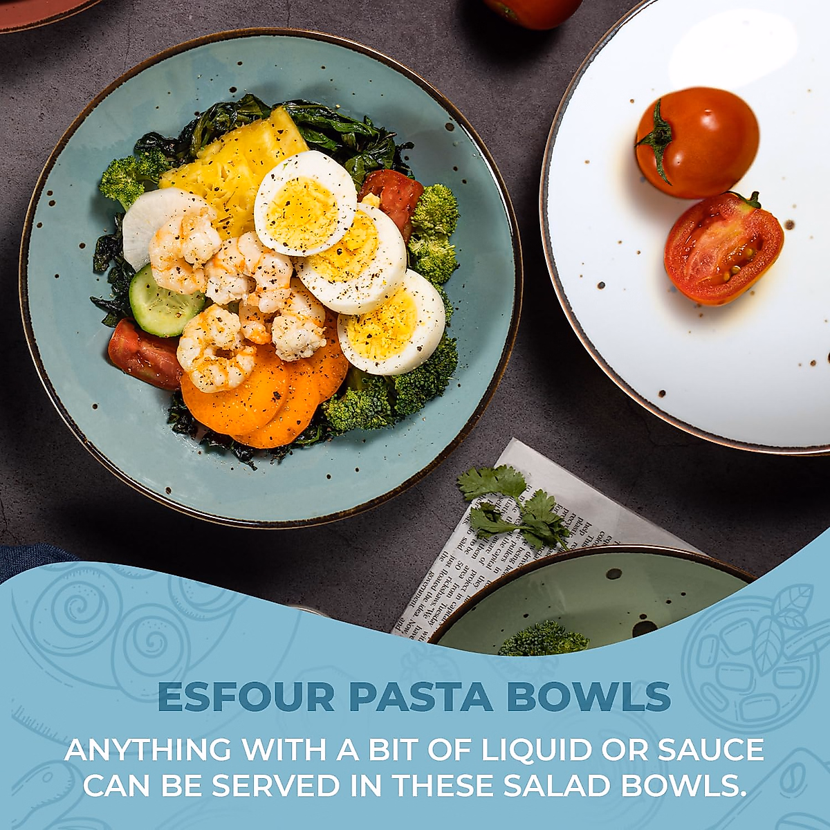 Esfour Ceramics Small Hand Craft Dessert Bowls - 12oz, Set of 6 - Microwave, Oven, Dishwasher Safe, Ice Cream, Soup, Snacks, Rice, Cereal, Chili, Side Dishes, Dips, Ideal Gift - Vivid Assorted Colors