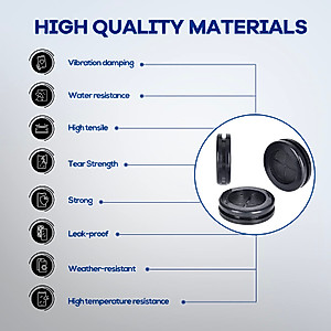 Boatsea 52 PCS 6 Size Rubber Grommets for Wiring, Double Sided Round Rubber Hole Plug, Firewall Grommet Rubber Hole Plugs, Drill Hole Sizes of 5/8" 13/16" 7/8" 1" 1-3/16" 1-1/2", Black