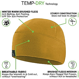 Temple Tape Tactical Fleece Watch Cap Beanie – Skull Cap Fleece Hat - 2 Pack Black/Sand Brown - One Size (Fits Most Heads)