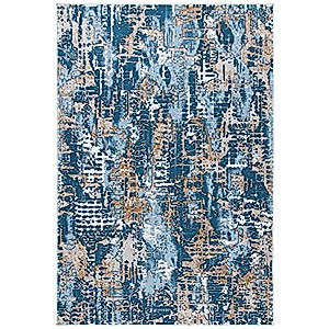 SAFAVIEH Lagoon Collection 5'5" x 7'7" Blue/Gold LGN174M Distressed Non-Shedding Living Room Bedroom Dining Home Office Area Rug