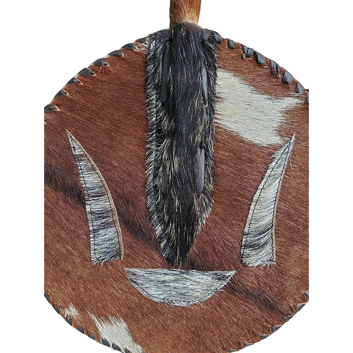 African Round Leather Fan Handmade/Igbo Amaka Hand Fan/Authentic Nigerian Animal Skin Fan/Wedding fan.