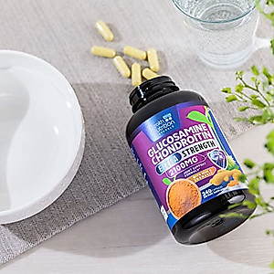 Glucosamine with Chondroitin Sulfate, Turmeric, MSM, Boswellia - Triple Strength Joint Support Supplement - Support for Joint Health and Mobility - Includes Quercetin, Bromelain - 240 Capsules