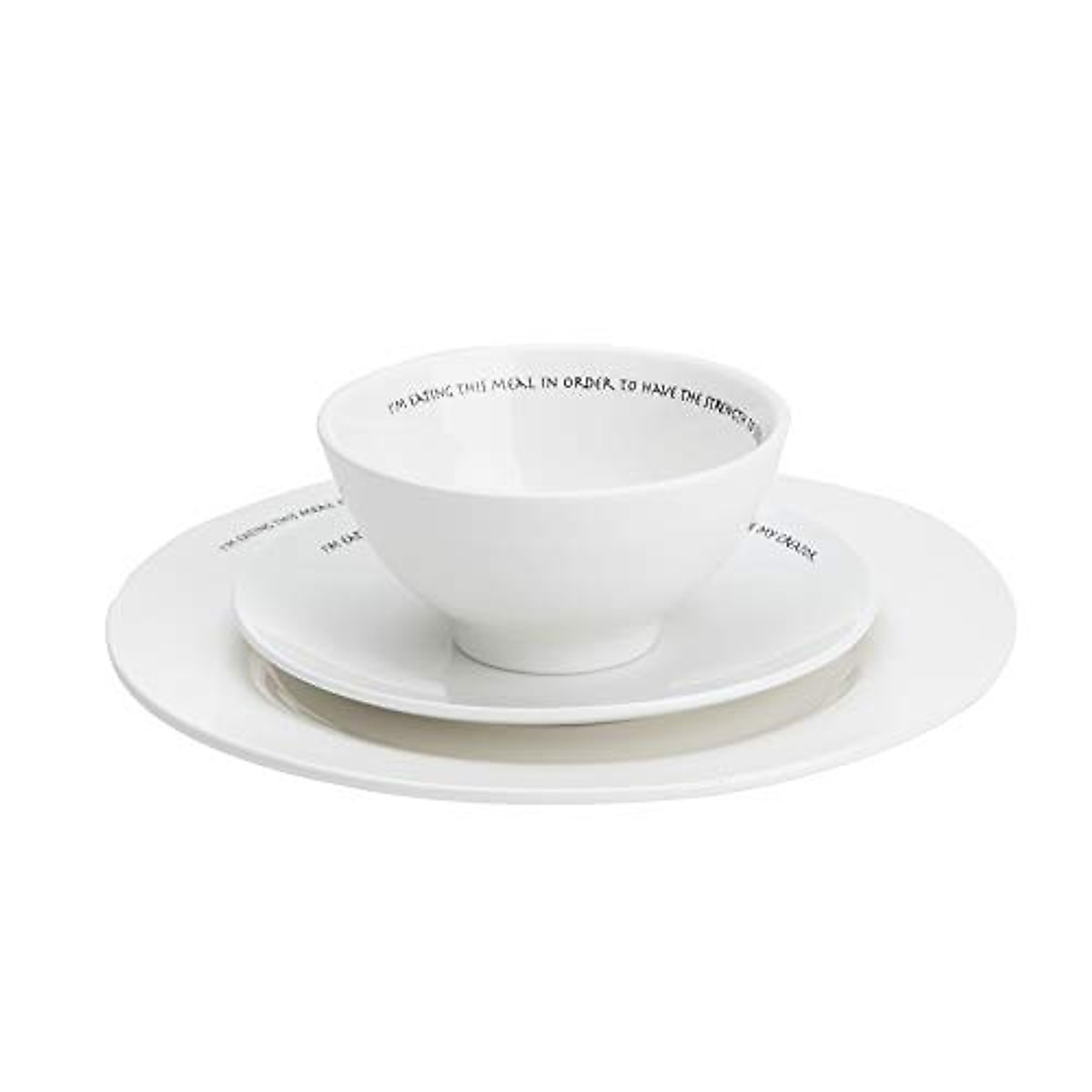 Mind Reader Set of 3 Religious Plates/Bowl, Comes with Large Dinner Plate, Medium Snack Plate, Small Soup or Salad Bowl, White