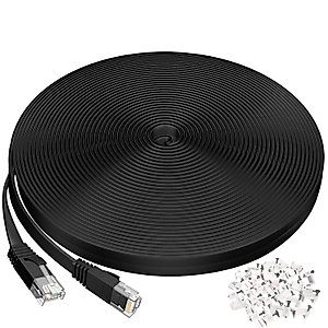 MATEIN Cat6 Ethernet Cable 100ft, Long Flat Internet Cable for Gaming, High Speed Network Cord Compatible with Clips RJ45 Connector Fast Computer LAN Wire Fit for Router,WiFi,PS4,Xbox,Switch,Coupler