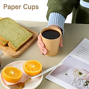 LITOPAK 100 Pack 8 oz Kraft Paper Coffee Cups for Water, Juice, and Tea, Disposable Hot Coffee Cups for Home, Restaurant, Store, and Cafe