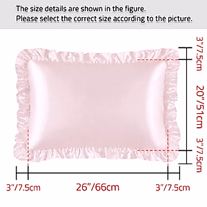 HommxJF Silky Pink Satin Ruffled Pillow Cases for Hair and Skin,Blush Pink Silk Pillowcases Standard Set of 2 with Envelope Closure Princess Room Decoration