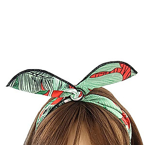 Carede Twist Wire Headbands for Women Retro Paisley Bandana Scarves Flower Leaf Print Head wrap Rabbit ears Bow Hairbands Hair Holder Hair Accessory,Pack of 9