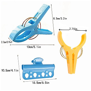 12Pcs Beach Towel Clips and 2Pcs Windproof Clothes Clips,Plastic Chair Clips Towel Holder Large Quilt Pegs Clamps