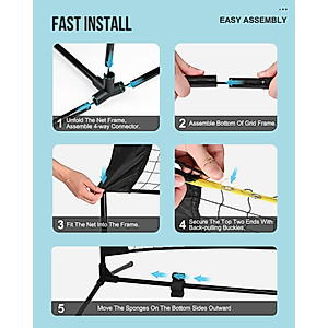 Pickleball Set with Net, Pickleball Net Set, Pickleball Set with Net (17ft) and 4 Pickleball Paddles, Includes 4 Pickleball Balls, 4 Cooling Towels, 1 Scoreboard, 1 Court Marker, 1 Tape Measure