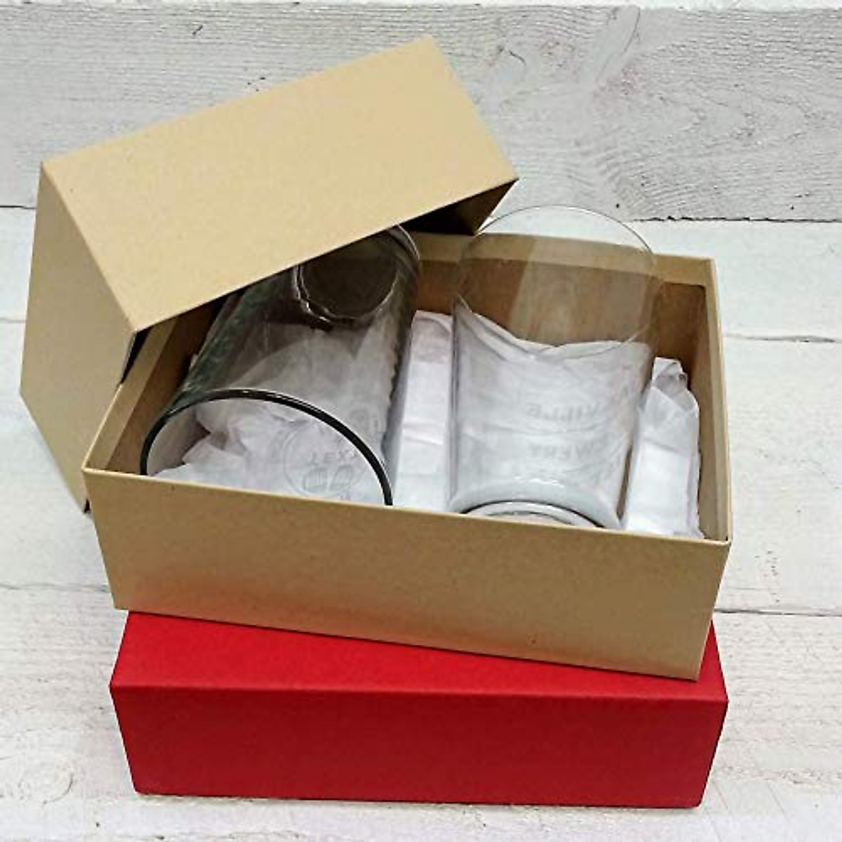 Personalized Pint Beer Glasses 2 x with Etched Vintage Text Logo Design, Set of 2