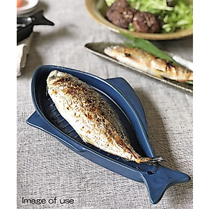 Saji Pottery 10-814 Banko Ware Grill Plate, Bakeware Dish, Oven Safe, Approx. 11.0 x 6.3 inches (28 x 16 cm), Fish Griller, Dark Blue, Made in Japan