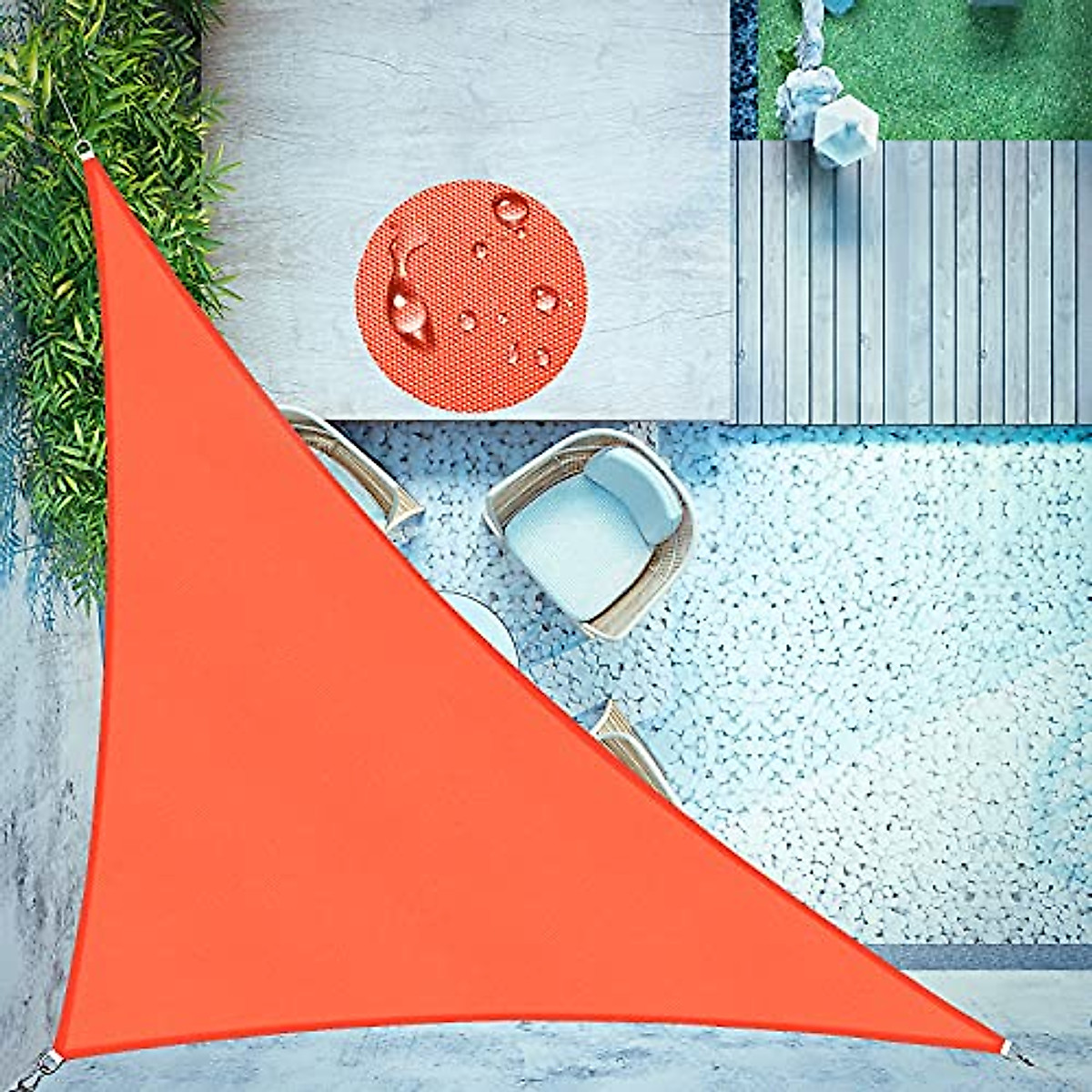 LOVE STORY Waterproof 10’×10’×14’ Triangle Orange Red Sun Shade Sail Canopy UV Resistant for Outdoor Patio Garden Backyard