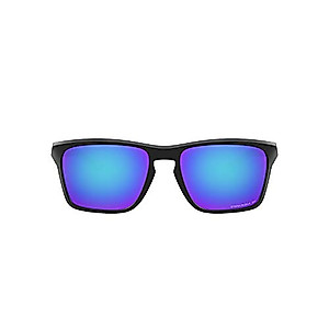 Oakley Men's OO9448 Sylas Rectangular Sunglasses, Matte Black/Prizm Sapphire Iridium Polarized, 57 mm