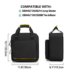 Rexmica Air Compressor Carrying Bag Compatible with DEWALT DCC020IB 20V Max Tire Inflator, Portable Storage Bag Compatible with DEWALT DXAEJ14 Digital Portable Power Station Jump Starter
