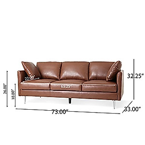 Christopher Knight Home Brockbank Sofas, Cognac Brown + Silver