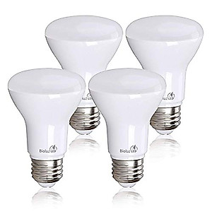 Bioluz LED 4 Pack BR20 LED Bulb 3000K Bright Soft White 6W = 50 Watt Replacement 90 CRI 540 Lumen Indoor/Outdoor UL Listed CEC Title 20 Compliant (Pack of 4)