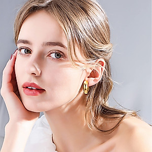 YADOCA 10 Pairs Clip On Earrings for Women 14K Gold Plated Clip On Hoop Earrings Chunky Clip Earrings No Piercing Fake Earrings Set Hypoallergenic