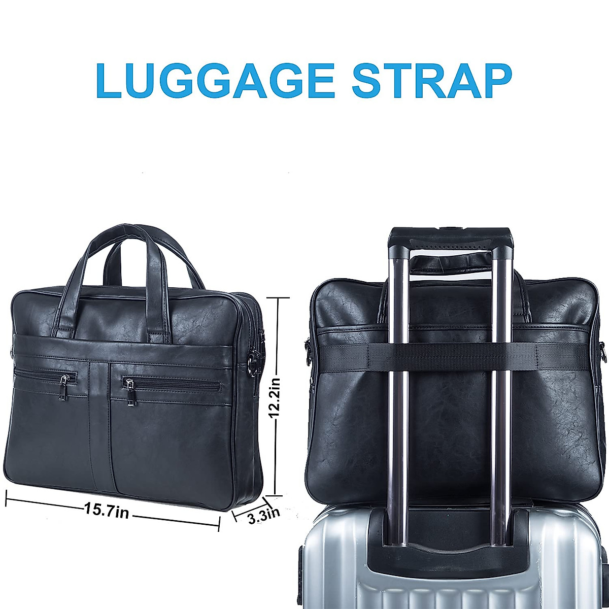 seyfocnia Men's Leather Messenger Bag, 15.6 Inches Laptop Briefcase Business Satchel Computer Handbag Shoulder Bag for Men-Black