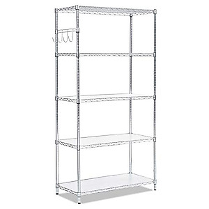 Alera SW653618SR 36 in. x 18 in. x 72 in. Five-Shelf Wire Shelving Kit with Casters and Shelf Liners - Silver