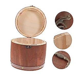 Cabilock 1pc Multi-functional Natural Can Barrel Creative Sealing Snack Sugar Container Jars Light Jar Bag L Wood Airtight Cover Food Nuts Empty Lids Cellars Wooden Holder Candy