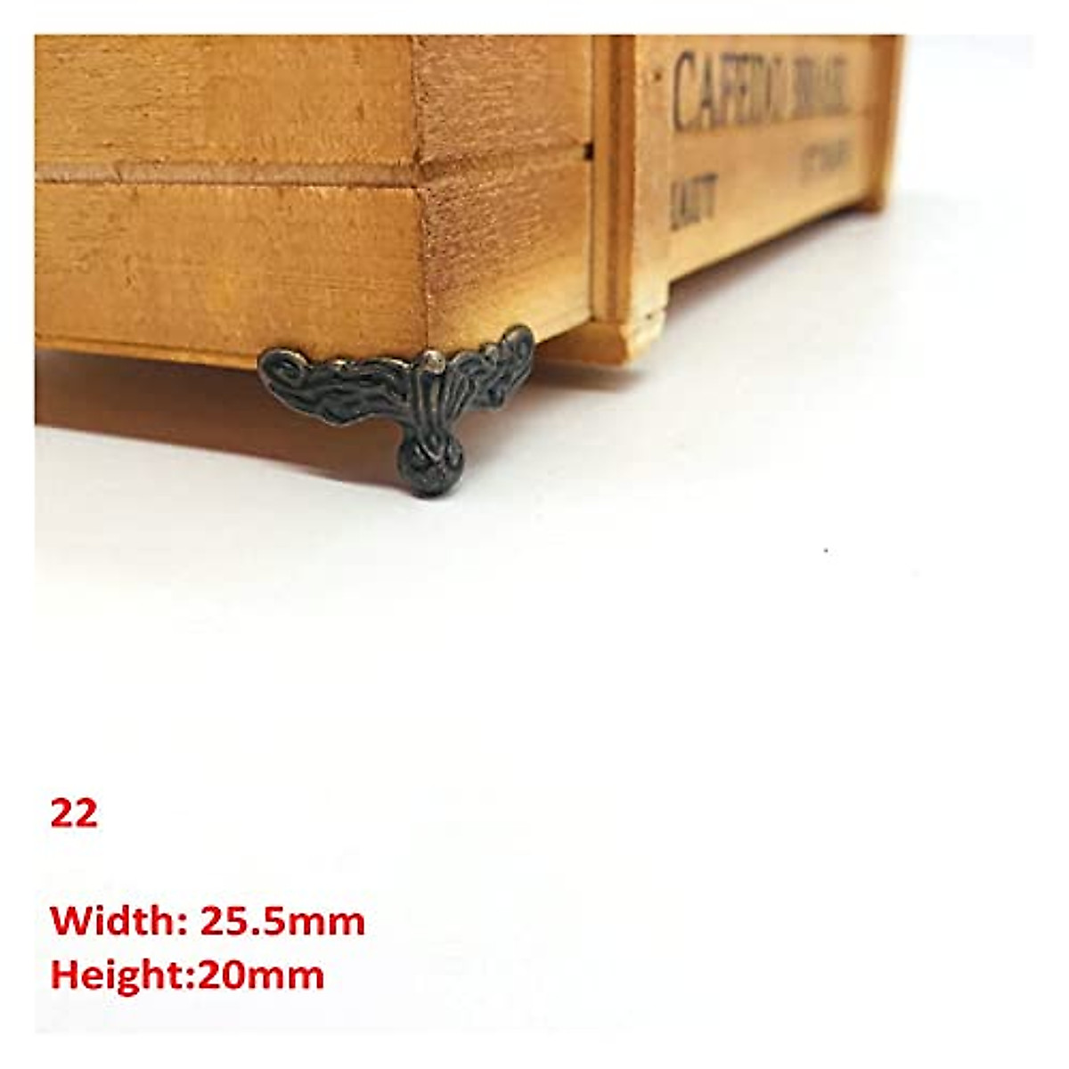 Household Furniture Hardware Hinges 1 Piece Of Vintage 3-color Jewelry Box Gift Box Wooden Box Corner Protector Foot Leg Spiritual Support Bracket DIY Craft Wooden Box (Color : 22)