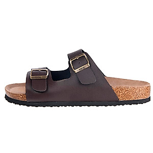 WTW Men's Cork Footbed Sandals Slip on Beach Slide Slipper Shoes with Adjustable Metal Buckle Strap for Men Causal Style