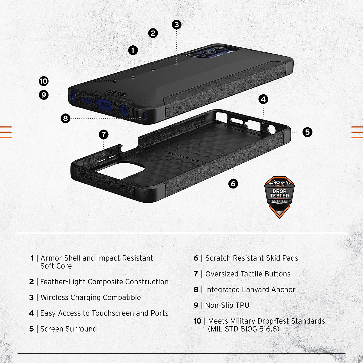 URBAN ARMOR GEAR UAG Made for Motorola Moto G Stylus 5G 2022 Case (USA & CA Models Only) Scout Black Rugged Sleek Shockproof Lightweight Military Drop Tested Protective Cover, 6.8 inch Screen