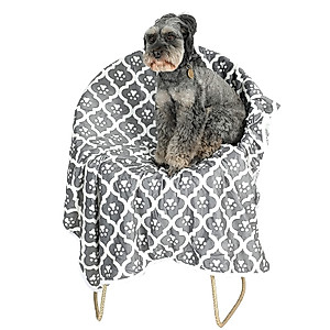LUCKITTY Waterproof Dog& Cat Blankets,Suit UP to 20 LBS Small Pets,Paw Print Washable Puppy Blanket for Couch,Car,Bed Protection,Reversible Fluffy Sherpa Fleece Plush Pet Throws,22Wx30L,Grey