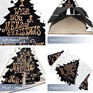 Y-DSIWX Guinea Pig Hideout Cozy Hamster House Cave for Bunny Chinchilla Hedgehog Small Animal Aesthetic Black Merry Chrismas Tree