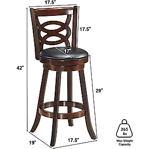 ERGOMASTER Dark Brown 2PCS Swivel Counter Height Barstool 29 Inch Seat Height Bar Chair Bar Stool （Set of 2）