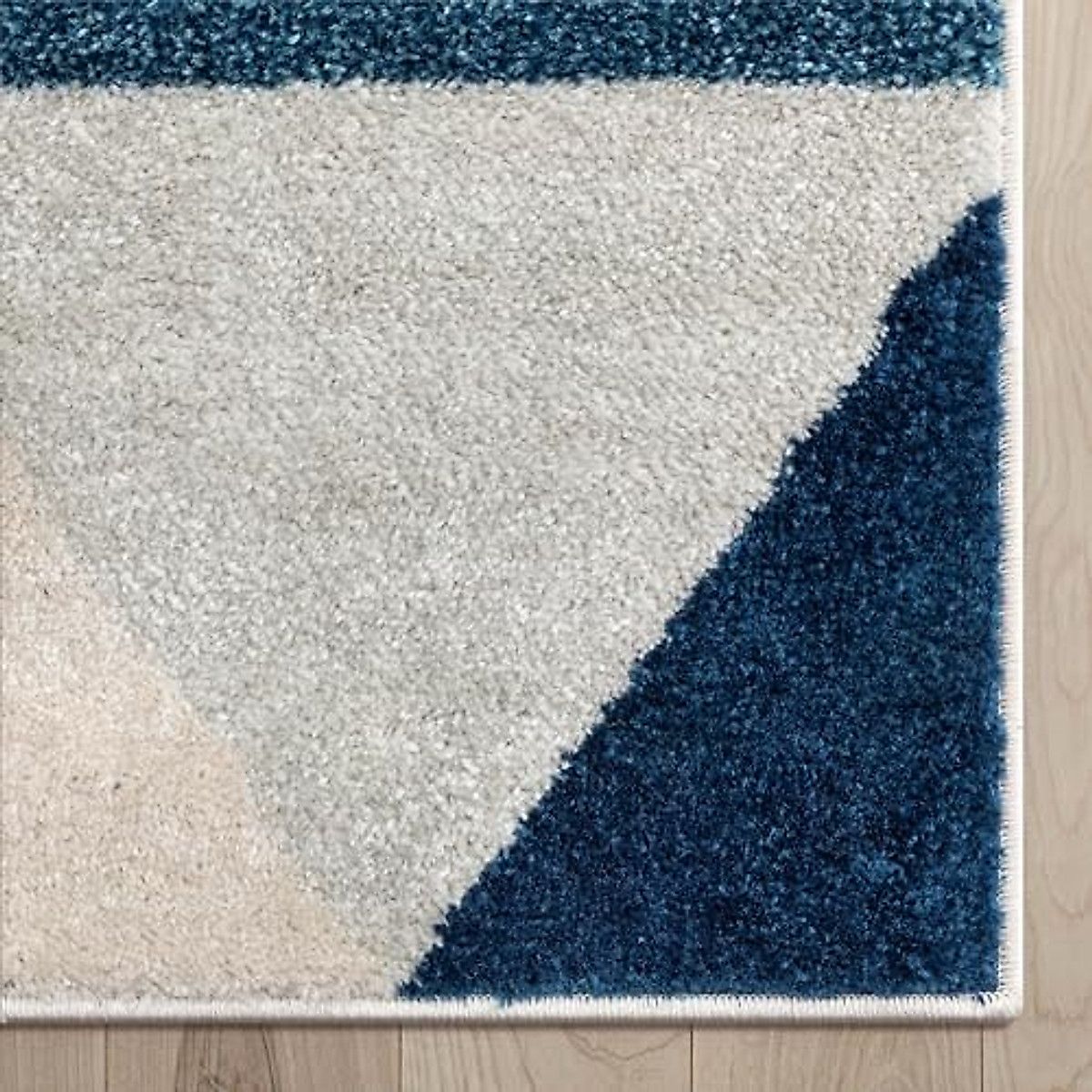 Well Woven Isometry Blue & Grey Modern Geometric Triangle Pattern Area Rug 7'10" x 9'10" Soft Shed Free Easy to Clean Stain Resistant