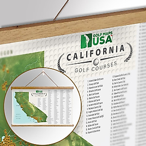 Golf Maps USA California State Golf Scratch Map with 278 Courses - Scratch-Off Golf Print with Eye-Catching Red Flags - Golfing Wall Decor - Unique Poster Gift for Golfers (Updated June 2023)