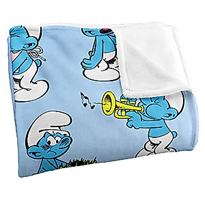 The Smurfs Blanket, 36"x58" Smurfs All Over Silky Touch Super Soft Throw Blanket