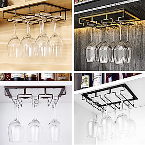 Wine Glass Rack, Under Cabinet Stemware Rack Wine Glass Holder Storage Hanger for Cabinet Kitchen Bar