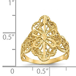 IceCarats 14K Yellow Gold Antique Filigree Chunky Dome Statement Ring Size 6