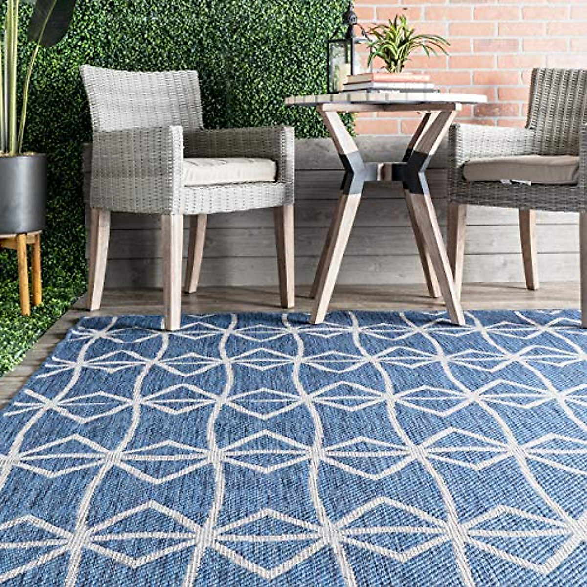 nuLOOM Saunders Geometric Indoor/Outdoor Area Rug, 3' 6" x 5', Blue
